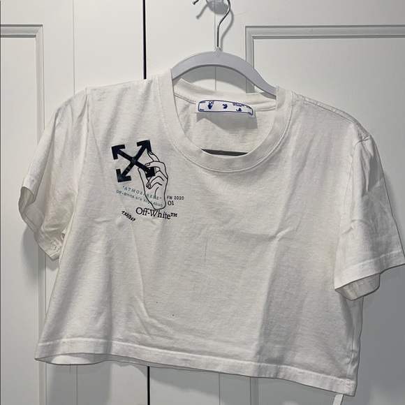 Off-White | Tops | Offwhite Crop Graphic Tee | Poshmark